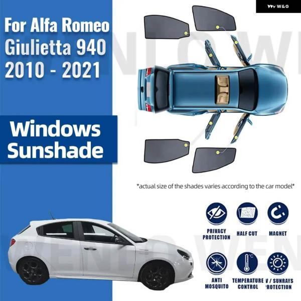 ALFA ROMEO GIULIETTA 940 2010 2011-2020 2021 マグネット式カーサンシェード バイザー フロント リア ウインドシールドカーテン サイドウィンドウサンシェード カスタム パーツ アクセサリーThic...