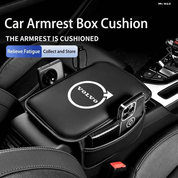 車用 アームレスト ボックス パッド レザー クッション 中央ポケット ボルボ XC90 V90 V60 XC60 V40 S80 S60 S90 C40 XC40 V70 XC70 C30 C70 カスタム パーツ アクセサリーHigh-...