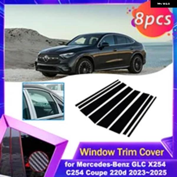 ドアウィンドウ トリム カバー メルセデス ベンツ GLC X254C254 クーペ 220D 2023~2025 カーボン クローム ステッカー ピラー ポスト カスタム パーツ アクセサリーHigh-concerned chemical...