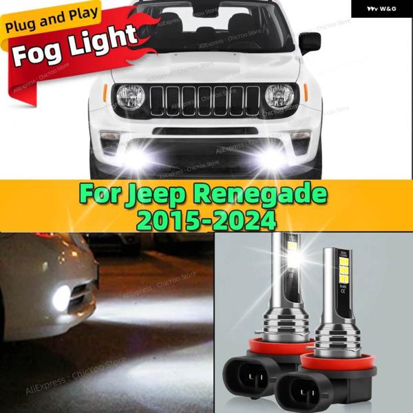 2個 12V 6000K フロント フォグランプ LED バルブ ランプ キャンバス ジープ レネゲード 2015 - 21 22 23 2024 カスタム パーツ アクセサリーHigh-concerned chemical:NoneVol...