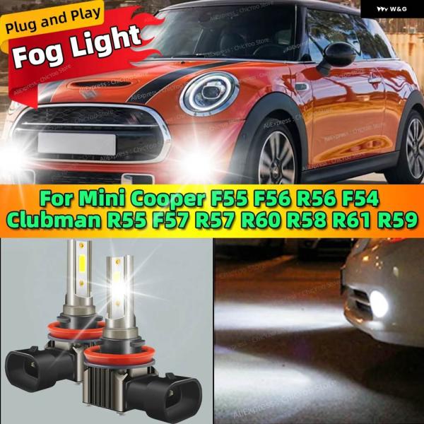 2個 LED 車用 フォグランプ バルブ フロントランプ ミニ クーパー F55 F56 R56 F54 クラブマン R55 F57 コンバーチブル R57 R60 R58 R6 カスタム パーツ アクセサリーHigh-concerned ...