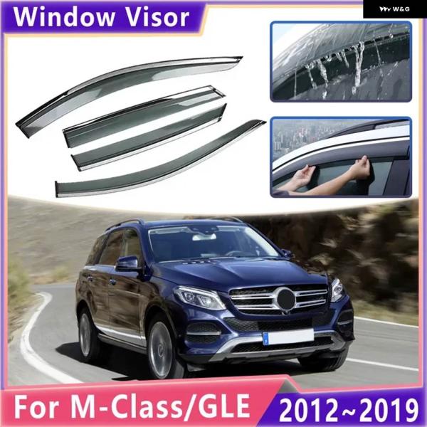 車用ウィンドウデフレクターカバー メルセデス ベンツ GLE M クラス 2012~2019 MK3 W166 ML 250 350 サンバイザー オーニング レインアイブロウ カスタム パーツ アクセサリーMaterial:Plastic...