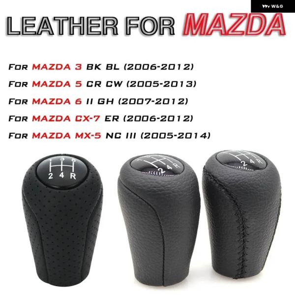 レザー 5/6速 ギア シフト ノブ マツダ 3 BK BL 5 CR CW 6 II GH CX-7 ER MX-5 NC III 23 MT レザー シフター レバー アームヘッドボール カスタム パーツ アクセサリーProduct T...