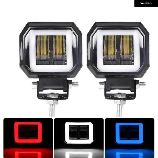 3インチ 7Dレンズ LEDワーク ライトバー スクエアカー ヘッドライト ハロー オートバイ ジープ ATV SUV 12V 24V エンジェルアイ カスタム パーツ アクセサリーHigh-concerned chemical:NoneO...