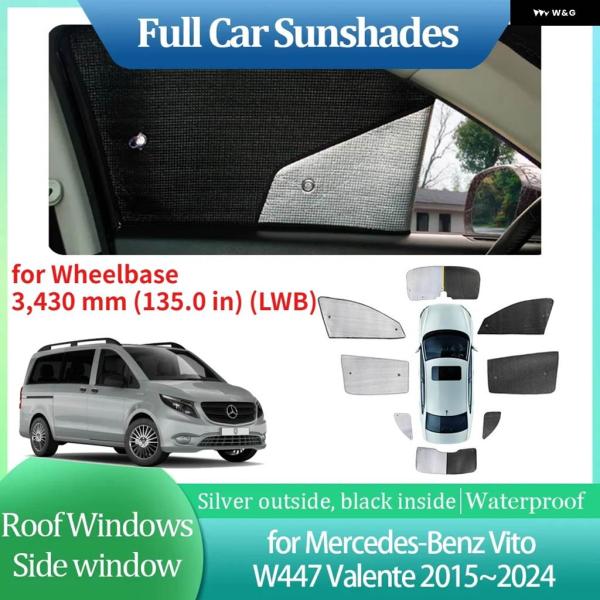 メルセデス ベンツ VITO W447 VALENTE LWB 2015~2024 ルーフウィンドウ サンバイザー フロントガラス カーテン サンルーフ用カーサンシェード カスタム パーツ アクセサリーHigh-concerned chem...
