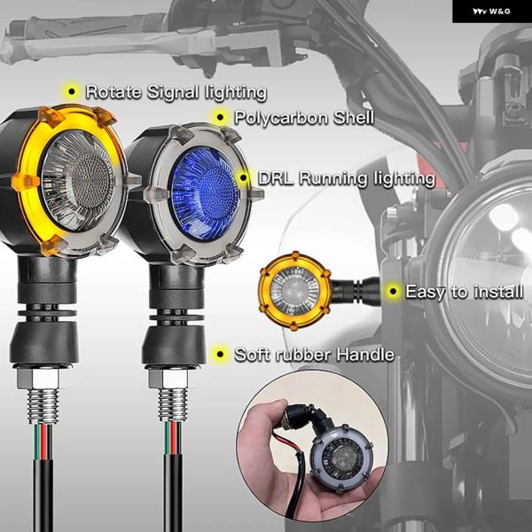 オートバイ ウィンカーライト LED インジケーター ランプ 12V デュアルカラーシグナルライト ホンダ CBR500R CBR650R CRF250L VRF 800用 カスタム パーツ アクセサリーBattery Included:N...
