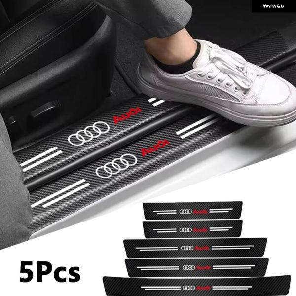 1/4/5PCS レザーカードアシルプレートペイント プロテクター ステッカー アウディ SLINE A3 B8 A1 A4 B7 A6 C7 A5 A7 A8 B9 B6 C6 Q2 Q3 Q5 Q7用 カスタム パーツ アクセサリーHi...