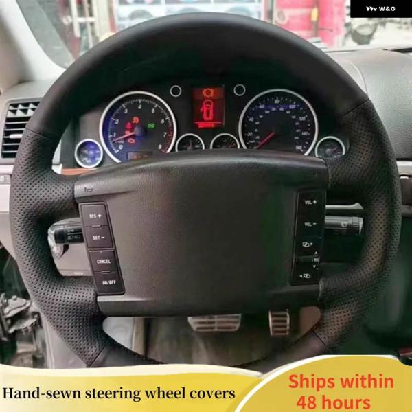 フォルクスワーゲン VW トゥアレグ フェートン 2002-2010 ステアリングホイール カバー 車内 DIY ステアリングホイール カスタム パーツ アクセサリーHigh-concerned chemical:NoneSize:25*1...