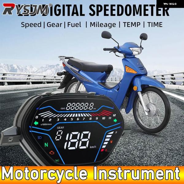 AD デジタル タコメーター 12000 RPM メータースピード メーター ダッシュボード オドメーター 燃料計 ホンダ EX5 クラス 1 CX DX CD110 WAVE100 ALPHA カスタム パーツ アクセサリーHigh-co...