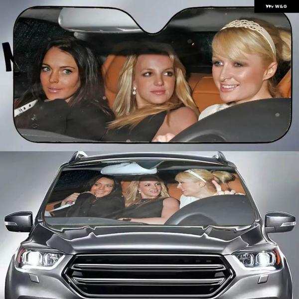 パリスヒルトンリンゼイローハンブリトニースピアーズ 車用サンシェード S フロントガラス 折りたたみ式 UVカット 遮熱 フロントガラス カバー カスタム パーツ アクセサリーProduct application scenarios:Ot...