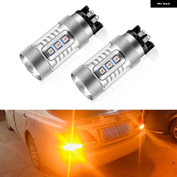 2個 アンバー ホワイト PW24W PWY24W CANBUS LED バルブ 30 SMD アウディ BMW VW ボルボ メルセデス ベンツ シュコダ プジョー ミニ DRL デイタイム ライト用 カスタム パーツ アクセサリーHig...