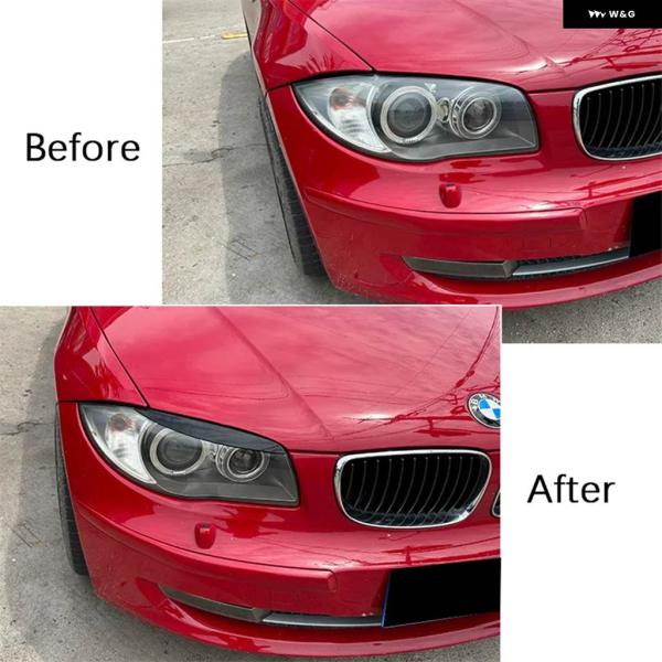 BMW 1シリーズ E87 E88 E81 E82用 2008-2013 フロント ヘッドライト カバー ステッカー ヘッドランプ アイリッドアイブロウカバー 2個セット カスタム パーツ アクセサリーHigh-concerned chem...