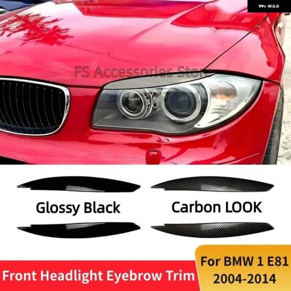 BMW 1シリーズ E81 E82 E87 E88 2004-2014用 フロント ヘッドライト アイブロウ/アイリッド トリム ランプ ステッカー グロス/カーボンルック カスタム パーツ アクセサリーHigh-concerned che...