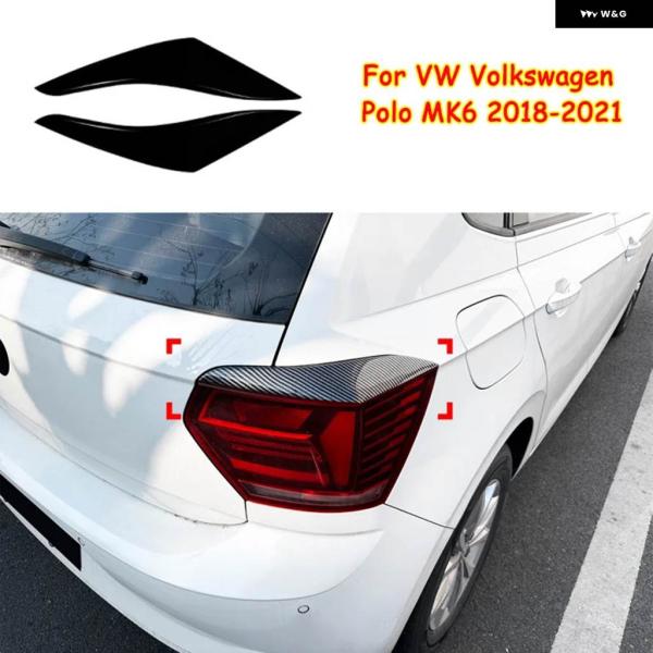 2個 車用 ヘッドライト アイリッドカバー トリム ABS目を引くデザイン VW フォルクスワーゲン ポロ MK6 2018-2021 アイリッドブロウ カスタム パーツ アクセサリーHigh-concerned chemical:None...