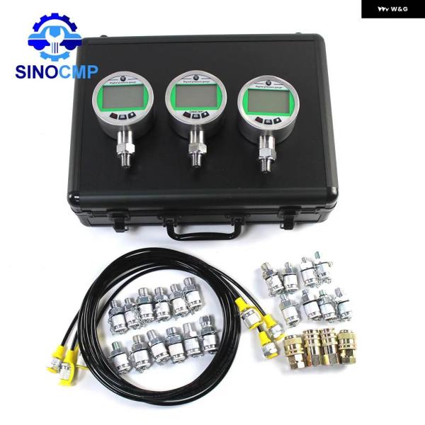 SINOCMP 16/70MPA デジタル圧力キット ゲージ3個テストホース3本カップリング24個コネクタCAT CASE JOHN DEERE KOMATSU対応 カスタム パーツ アクセサリーHigh-concerned chemica...