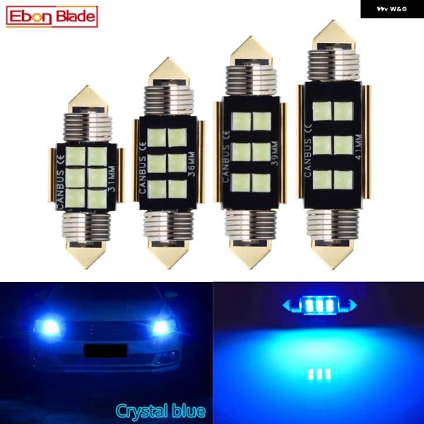 4 X C5W LED CANBUS LED バルブ 12V フェストゥーン 31MM 36MM 39MM 41MM C5W C10W 読書灯 車内ドームマップライト 3030 6SMD アイスブルー カスタム パーツ アクセサリーHigh...