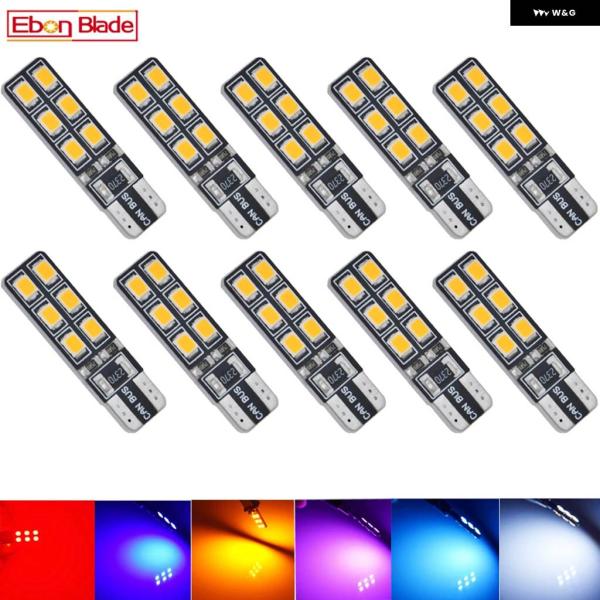 10個T10 W5W LED 車用ライト 12SMD CANBUS インテリア ドーム マップ サイド バルブ ランプ アンバー オレンジ ホワイト レッド 194 168 5W5 スタイリング 12V カスタム パーツ アクセサリーVeh...