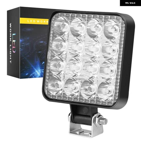 48W 車用 LED バーワークライト ミニ16SMDスクエアワークライト 12Vライト フォグランプ オフロード ATV SUV スポットライト 赤 アンバー ブルー ABS カスタム パーツ アクセサリーHigh-concerned c...