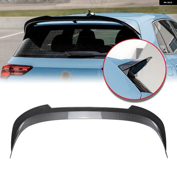 フォルクスワーゲン VW ゴルフ 8 GTI R 21-24 CS スタイル リア トランク ルーフスポイラー ウイン グリップ カーボンルック/グロスブラック アッパーエクステンション スプリッター カスタム パーツ アクセサリーHigh...