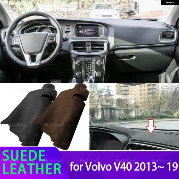 紫外線カット スエードレザー ダッシュマット ボルボ V40 2013 - 16-2019 ブラック/ブラウン ダッシュボード カバー サンシェード カーペット 滑り止め パッド カスタム パーツ アクセサリーHigh-concerned ...