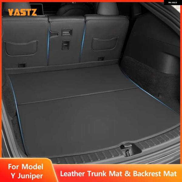 車用レザー トランク マット バックレストマット テスラ モデルY ジュニパー 2025 スプリットデザイン トランク ライナー 収納 ポケット 車用バックレスト パッド カスタム パーツ アクセサリーTypes of Car Floor ...