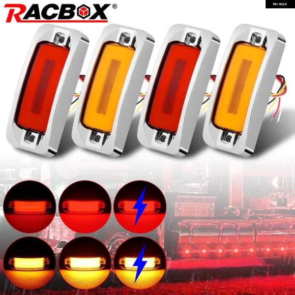 12V 24V トラック スクエア LED サイド マーカーライト ハイ/ロー トレーラーライト 赤 黄 ウィンカーライト 点滅 リアランプ 車 トラック カスタム パーツ アクセサリーHigh-concerned chemical:Non...