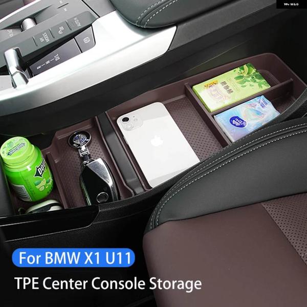 TPE 車用センター コンソール 収納 ボックス 防水 アームレスト オーガナイザー トレイコンテナ 内装アクセサリー BMW X1 U11 LHD 2023 2024 カスタム パーツ アクセサリーType:Armrest Box Sto...