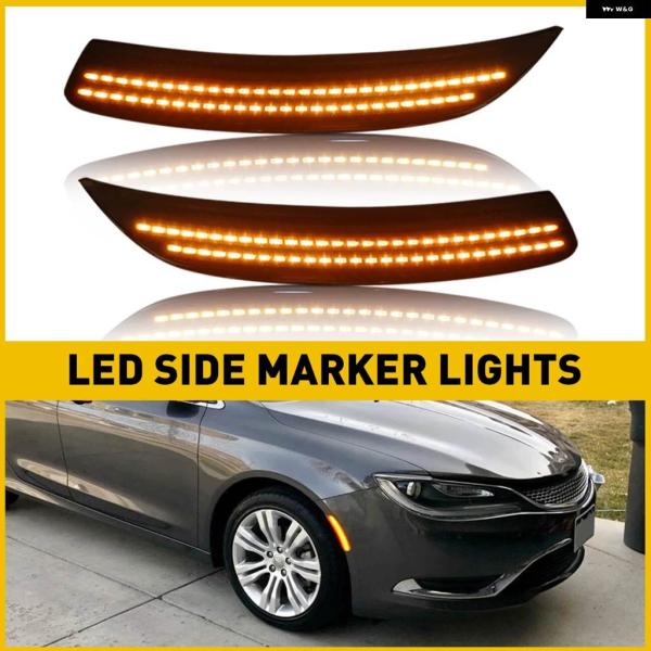 クライスラー 200 2015 2016 2017 車用フロントフェンダーランプ イエロー LED サイド マーカーライト スモーク 防水 アクセサリー カスタム パーツ アクセサリーHigh-concerned chemical:None...