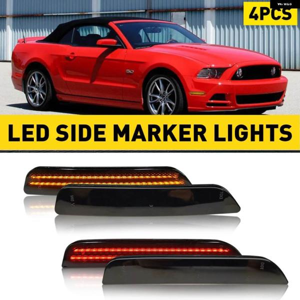 4個 フロント アンバー リア レッド LED サイド マーカーライト フォード マスタング 2010 - 14 カーアクセサリー ウィンカーランプ カスタム パーツ アクセサリーHigh-concerned chemical:NoneFo...