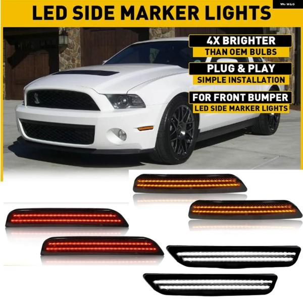 2個 スモーク LED バンパー サイド マーカーライト フォード マスタング 2010 - 14 ベース GT シェルビー GT500 ボス 302 カーアクセサリー カスタム パーツ アクセサリーHigh-concerned chemi...