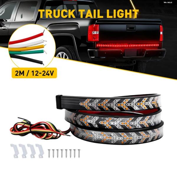 2M LED トラック テールゲート ライトバー ストリップ ストロボ スキャン ターンランプ ホワイト/ アンバー /レッド ハザードブレーキ テールライト ピックアップ ジープ ガス 12-24V カスタム パーツ アクセサリーHigh...