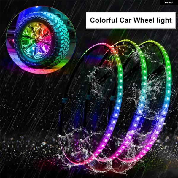 4個マジックカラー カーホイール LED ハブライト オート SUV アンビエント スタイリング ランプ ウィンカー ブレーキ機能 APP リモートセンス 12V カスタム パーツ アクセサリーHigh-concerned chemical...