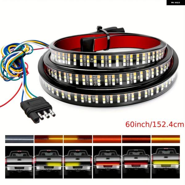 トラック テールゲート ライトバー 60インチ LEDストリップ レッドブレーキ ホワイトリバース シーケンシャル アンバー ウィンカー ストロボライト付き カスタム パーツ アクセサリーVoltage:12 VInterface Type...