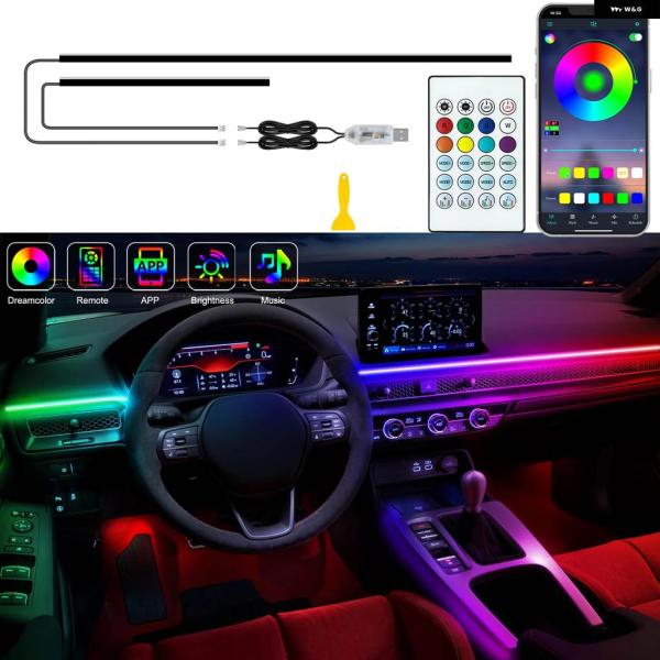 2IN1 ダイナミックネオンカーアンビエントライト ドリームカラー アクリル LED インテリア ストリップライト RGB テスラ モデル3/Y/S/X 装飾 ランプ カスタム パーツ アクセサリーSpecial Features:Dyna...