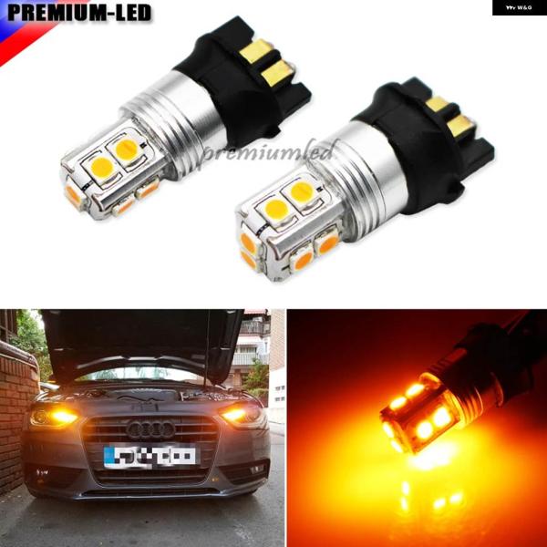 アンバー イエローCANBUS 10-SMD PW24W PWY24W LED 電球 アウディ A3 A4 A5 Q3 VW MK7 ゴルフ CC フォード フュージョンフロント ウィンカーライト カスタム パーツ アクセサリーHigh-c...
