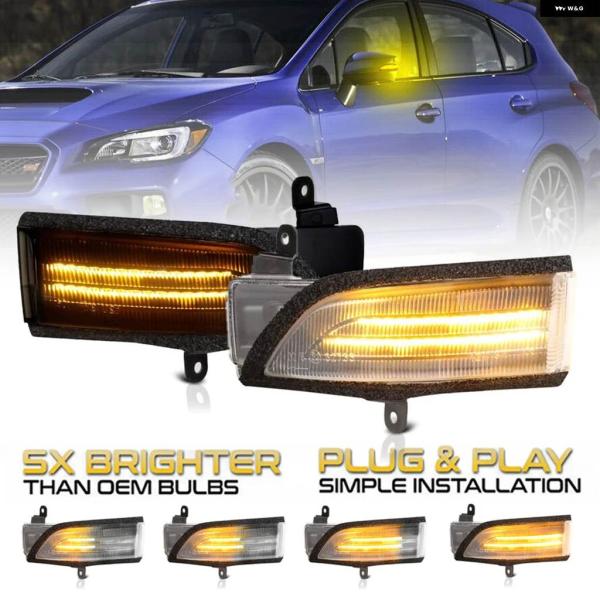 2PC LED ダイナミックサイドミラー ライト ダイナミックウィンカー 位置ランプ スバル WRX STI フォレスター アウトバックインプレザインプレザレガシークロストレック用 カスタム パーツ アクセサリーFor Vehicle Br...