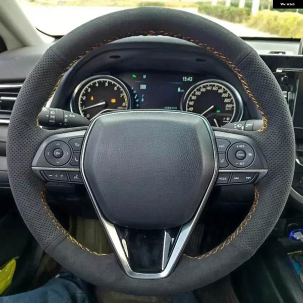 カスタム スエードレザーカーステアリングホイールカバー トヨタ カムリ 2018-2019 アバロン 2019 RAV4 2019 カローラ 2019-2020 カスタム パーツ アクセサリーHigh-concerned chemical:...