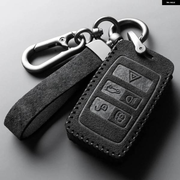 レザースエード カーリモートキーケースカバー シェル ランドローバー ディスカバリー スポーツ イヴォーク ディフェンダー 4 フリーランダー 2 ジャガー XF XJ XJ カスタム パーツ アクセサリーHigh-concerned ch...