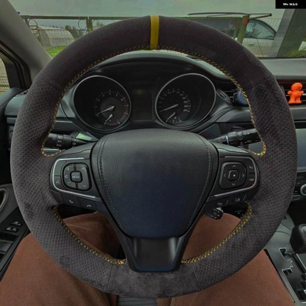 ブラック 滑り止めスエードレザー編み込み カーステアリングホイールカバー 100% トヨタ カムリ アバロン 2013-2018 カー カスタム パーツ アクセサリーHigh-concerned chemical:NoneSpecial F...