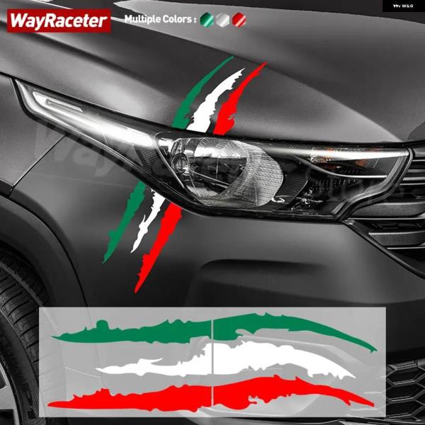 ヘッドライト アイブロウ ステッカー イタリア国旗ゴーストクローストライプ デカール フィアット 500 アバルト プント 124 スパイダー パンダ ブラボー フリーモント カスタム パーツ アクセサリーCategory:Stickers...
