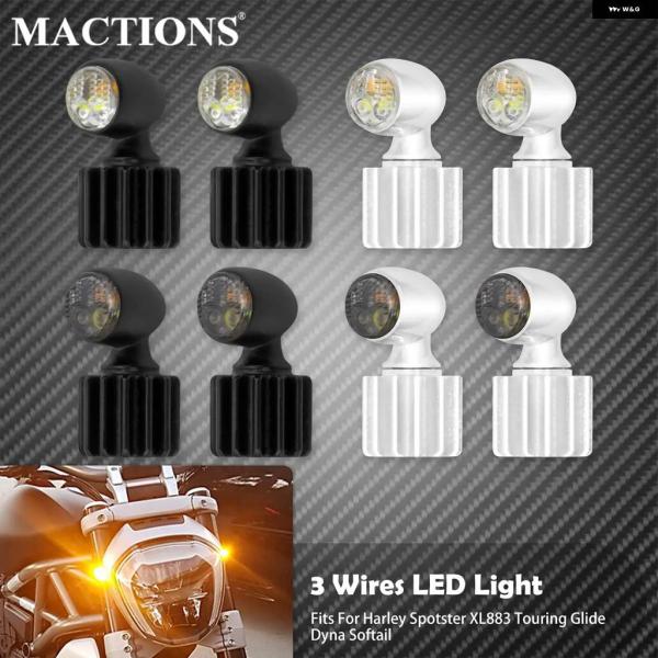 バイク LED ミニランプ ウィンカー アンバー ライト 12V ランニングライト ハーレー スポーツスター XL ツーリング ダイナ ソフテイル ロードキング カスタム パーツ アクセサリーBattery Included:NoHigh-...