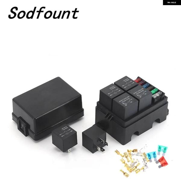 フリーコンビネーション トラック 6ウェイ ヒューズ ホルダー 4リレー ホルダー 回路スタンダード ATO ブレードヒューズリレー ホルダー 12V 40A リレー カスタム パーツ アクセサリーMaterial:Zincis_custo...