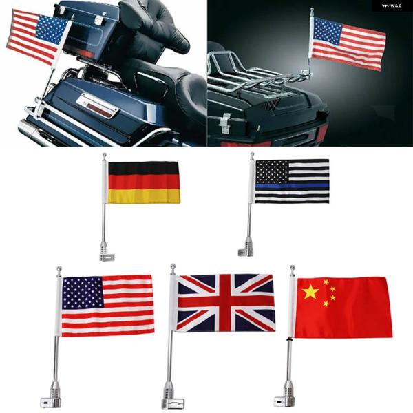 バイク スカル アメリカ国旗 ポール ホンダ ゴールドウイング GL1800 2001-2011 2010 リアサイド マウント ラゲッジ 垂直フラッグ カスタム パーツ アクセサリーProtective parts:OtherHigh-c...