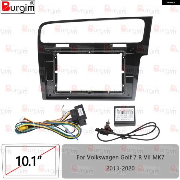 カー ラジオ フェイシア フレーム VW ゴルフ MK7 2013-2020 RHD 10インチ 2DIN ステレオ パネル 16ピン配線 ハーネス 電源コード CANバスデコーダー カスタム パーツ アクセサリーHigh-concerne...