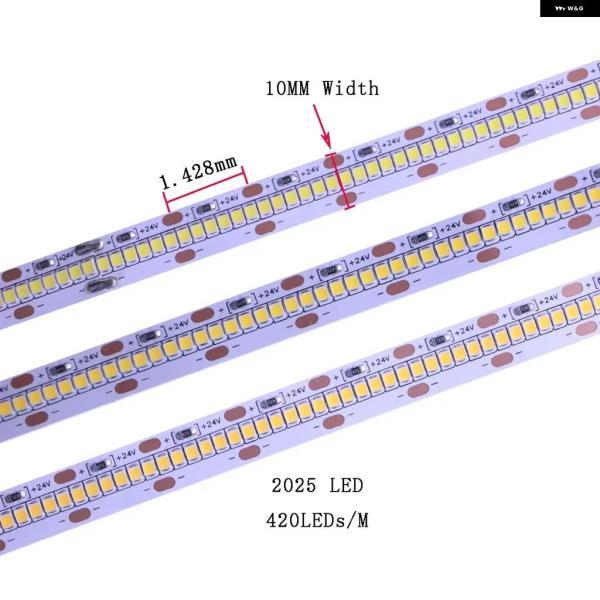 5M ALTA DENSIDADE 2025 SMD 420 LEDS/M LED ストリップ 24V 3000K 4000K 6000K LED LUMINOSO リニア CRI85 アルト BRILHO 20 W/M カスタム パーツ ...