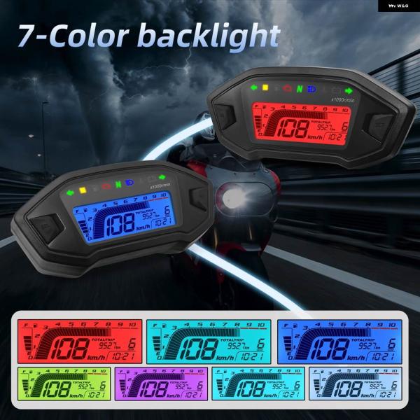 2023 LY 7色デジタルスピード メーター モト ダッシュボード 10000RPM バイク LCD ディスプレイ オドメーター タコメーター 124 シリンダー カスタム パーツ アクセサリーHigh-concerned chemica...