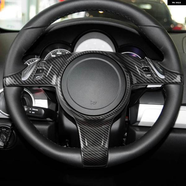 カー スタイリング ABS カーボン ステアリングホイール パネル フレーム カバー トリム ポルシェ カイエン 2011 - 2017 パナメーラ 2010 - 2016 カスタム パーツ アクセサリーHigh-concerned che...