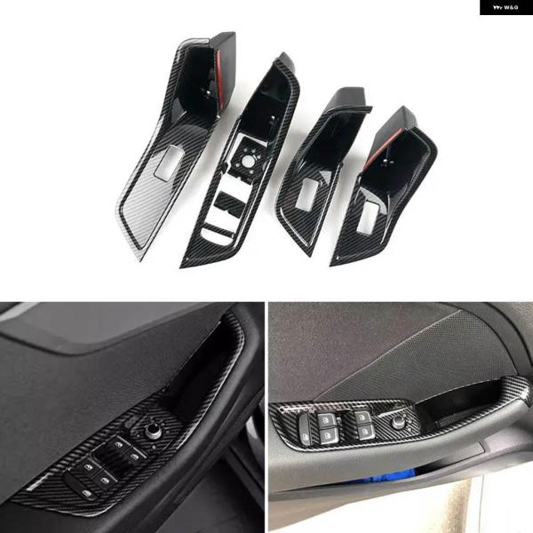 ABS カーボン カー ドア ウィンドウ ガラス スイッチ ボタン ドア アームレスト パネル カバー トリム アウディ A4 B9 A5 2017-2020 LHD カスタム パーツ アクセサリーHigh-concerned chemic...