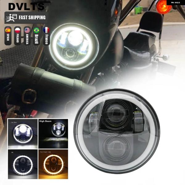 5-3/4インチ 5.75インチ LED バイク ヘッドライト ホワイト DRL アンバー ウィンカー インディアン スカウト / スカウトシックスティ 1130 / スポーツスター 1200 カスタム パーツ アクセサリーHigh-con...