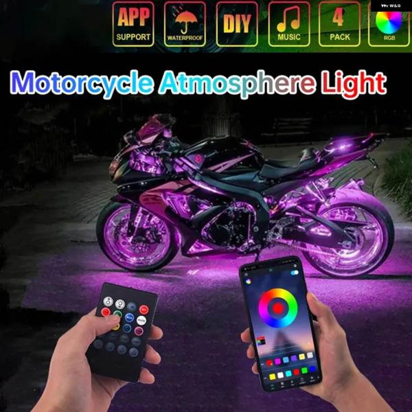 12V オートバイ LED ライト マルチカラー ムードライト サウンド コントロール 装飾 ネオンランプ ハーレー ヤマハ ホンダ カワサキ 用 カスタム パーツ アクセサリーBattery Included:NoHigh-concern...